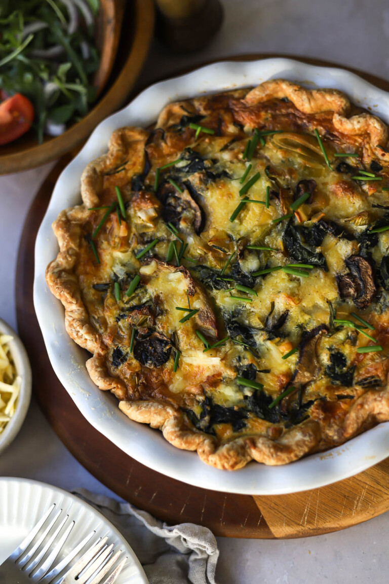 Garden Quiche with Mushrooms, Leek, and Cheddar - Lion's Bread