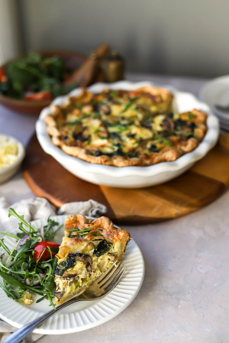 Garden Quiche with Mushrooms, Leek, and Cheddar - Lion's Bread